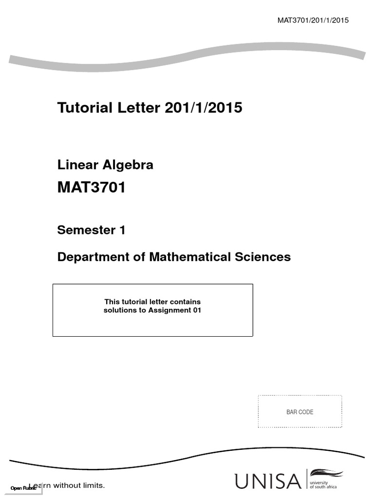 2015 Assignments With Solutions | PDF | Basis (Linear Algebra) | Matrix (Mathematics)