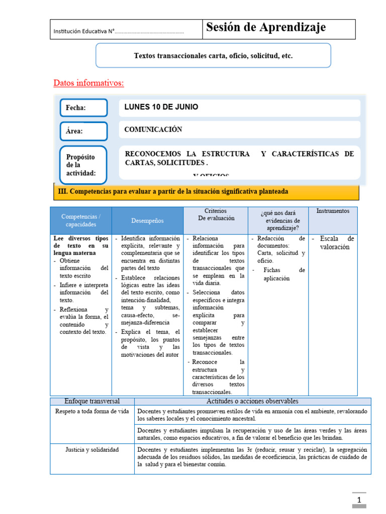 6°_ACT_10_JUNIO_N°1_COMU | Descargar gratis PDF | Enseñando | Evaluación