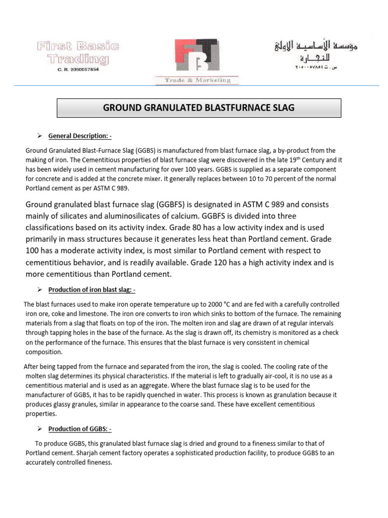 GGBS DATA SHEET | PDF | Concrete | Cement