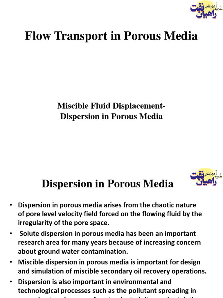Dispersion in Porous Media | PDF | Porosity | Diffusion