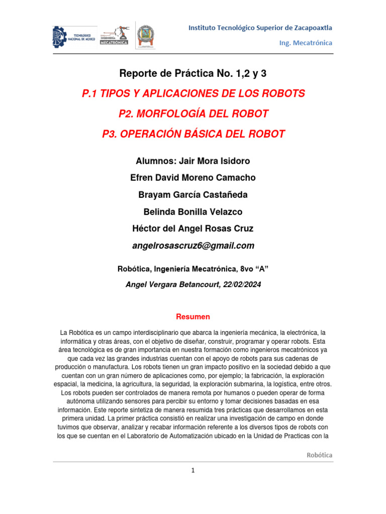 P1 Práctica en Laboratorio Robot FANUC | Descargar gratis PDF | Robot | Robótica