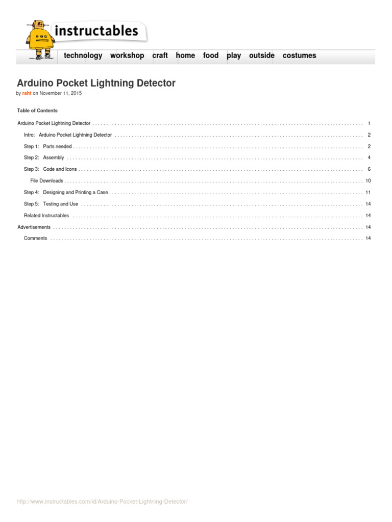 Arduino Pocket Lightning Detector | PDF | Sensor | Electronics