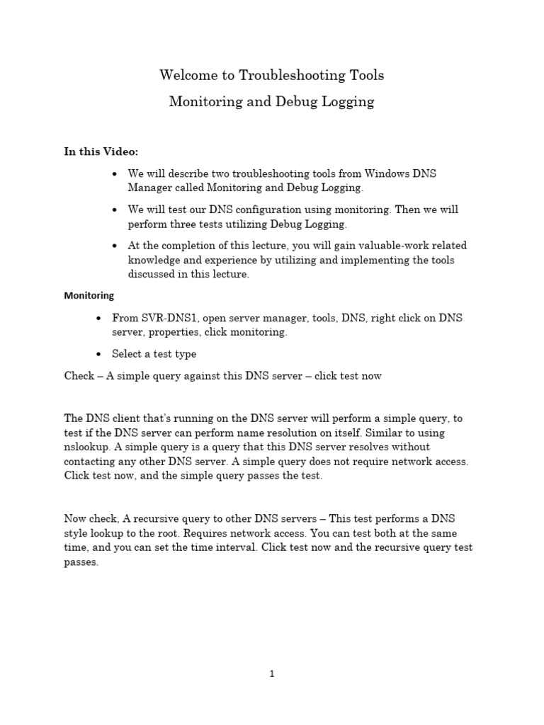 4.2 Monitoring and Debug Logging | PDF | Domain Name System | Application Layer Protocols