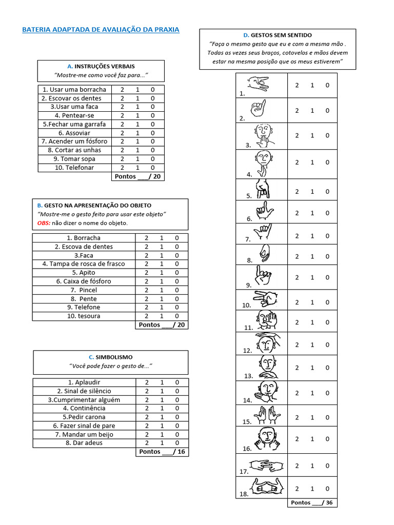 Avaliação da Praxia Adaptada | PDF