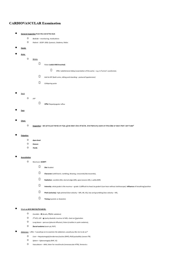COMPLETE - Cardiovascular Examination | Download Free PDF ...