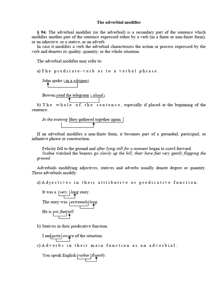 Adverbial Modifier - For Students | PDF | Adverb | Preposition And ...