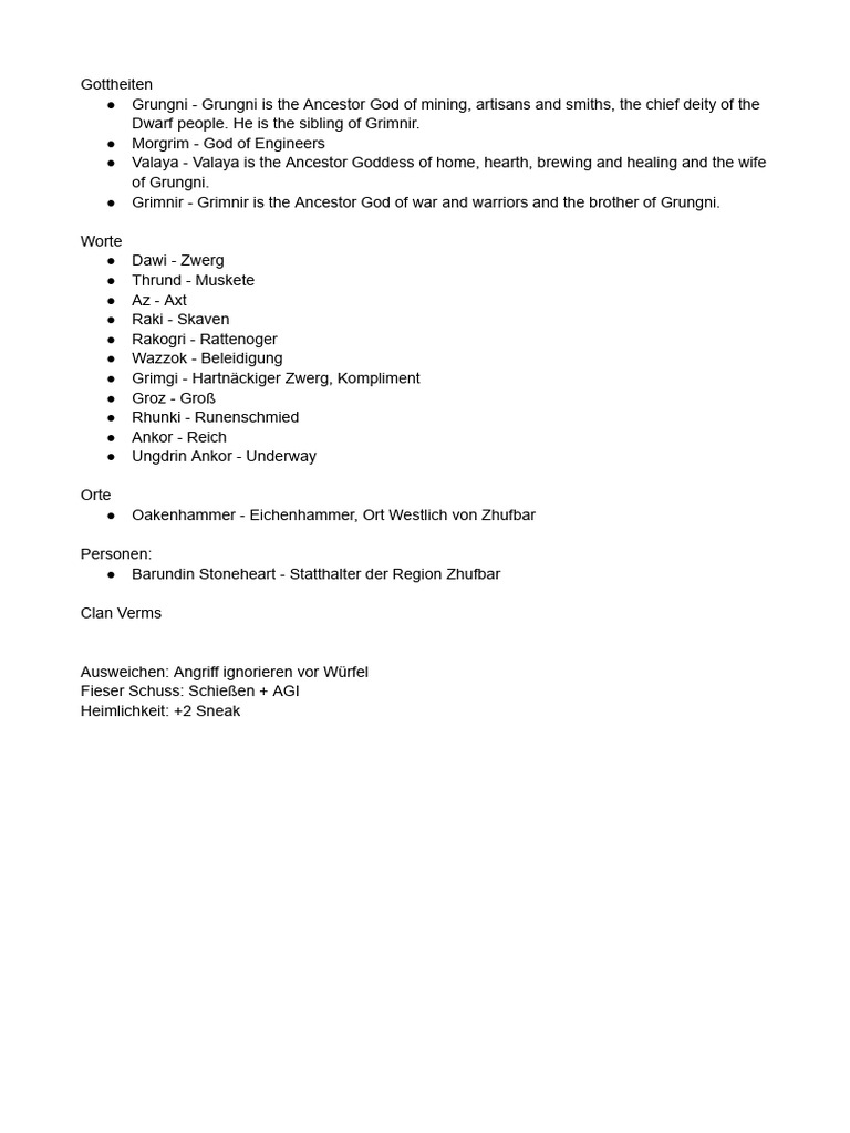 Dwarf Deities and Terminology Guide | PDF