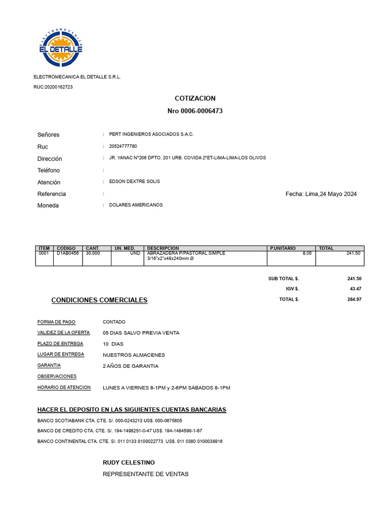 Cotizacion 006-06473 | PDF | Bancario | Economias