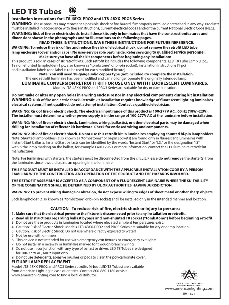 Instructions - Lt8-Pro Tubo de Led | PDF | Fluorescent Lamp ...