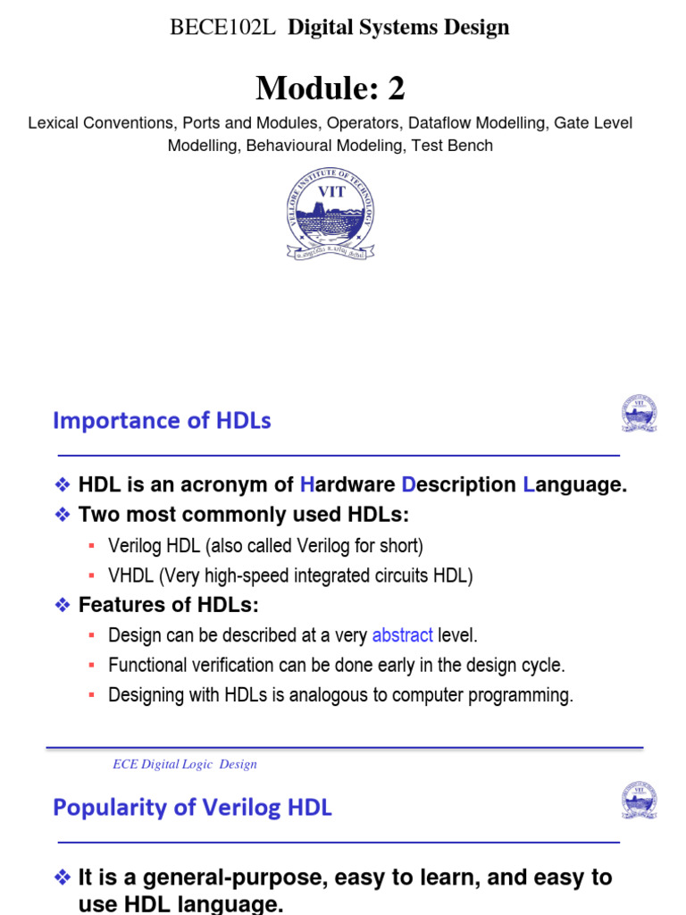 Verilog HDL Basics for Digital Design | PDF | Hardware Description Language | Electronic Design