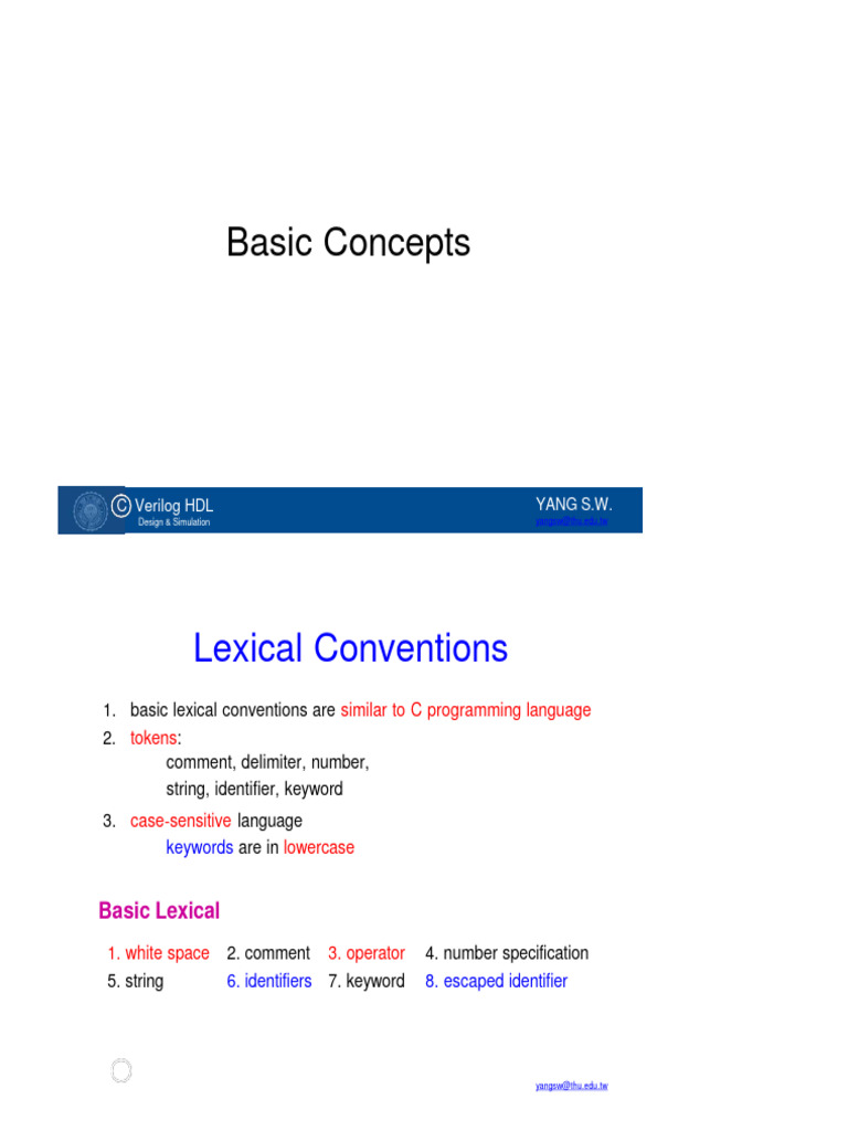 Verilog HDL Lexical Conventions | PDF | Hardware Description Language | Data Type