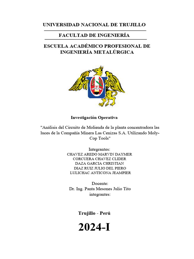 PROYECTO IO 1 Unidad | PDF | Minería | Cobre