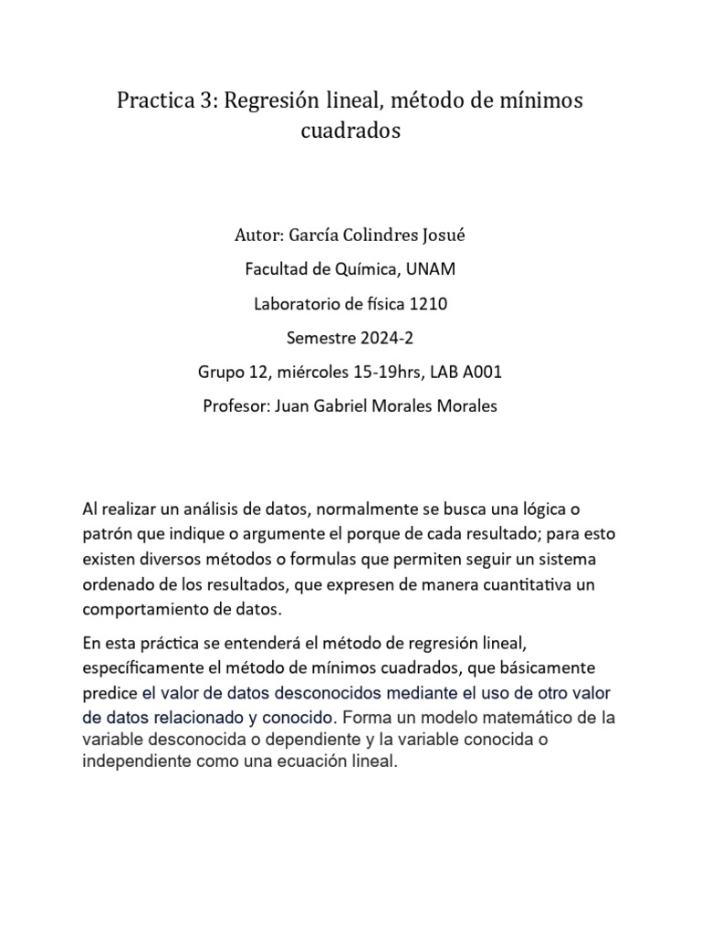 Practica 3 | Descargar gratis PDF | Mínimos cuadrados | Análisis de regresión