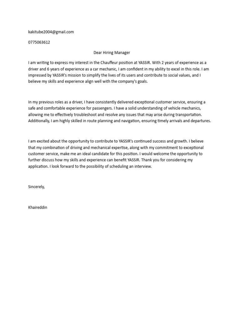 Latter de Motivation Driver | PDF