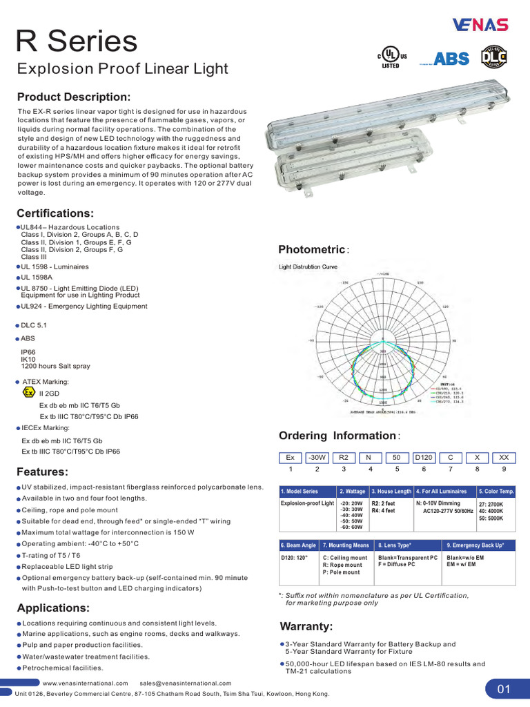 EX-R Explosion-Proof Linear Light Spec Sheet | PDF | Manufactured Goods ...