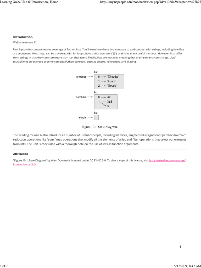 CS 1101 Learning Guide Unit 6 Introduction Home | PDF