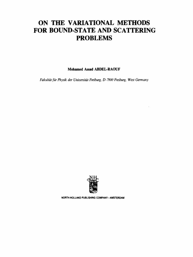 Abdel-Raouf - Variational Methods For Bound-State and Scattering Problems (1982) (T) (100S ...