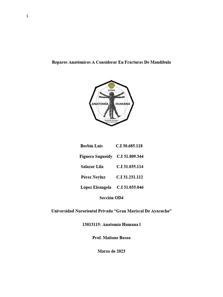 Fractura de Mandíbula OD4 Final | PDF | Anatomía | Sistema musculoesquelético
