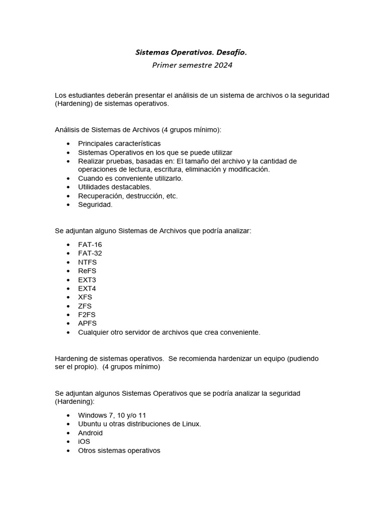Desafío Sistemas de Archivos o Hardening de Sistema Operativo | PDF | Sistema operativo ...