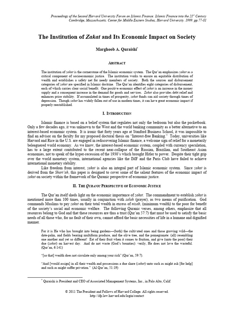 The Institution Of Zakat And Its Economic Impact On Society Pdf