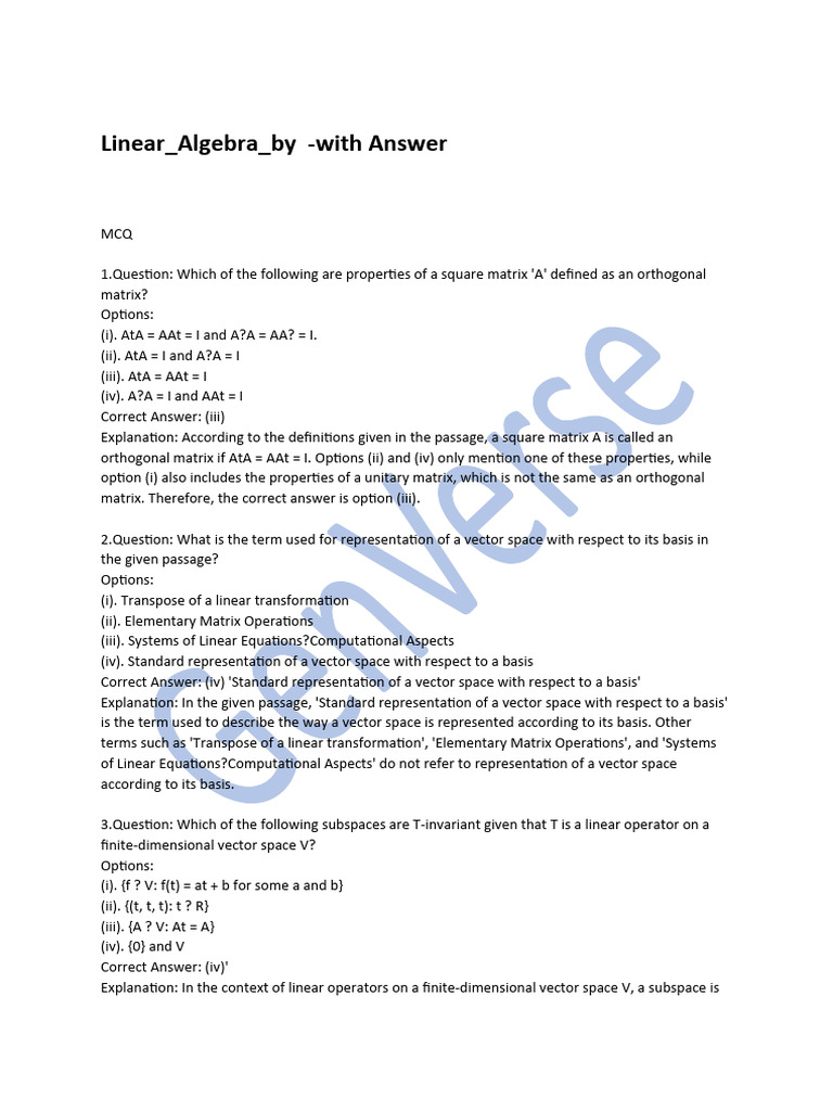 Linear Algebra by Offline QB Withans 2024-06-15 20-42-40-519232 | PDF | Eigenvalues And ...