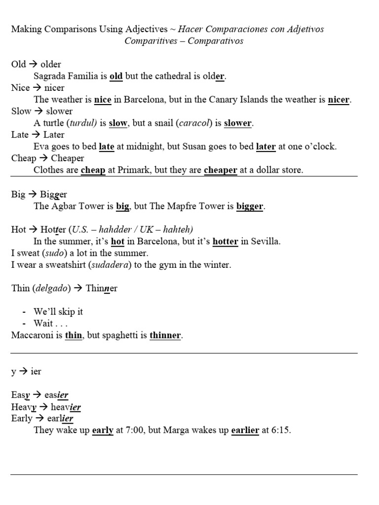 Making Comparisons Using Adjectives-2 | PDF