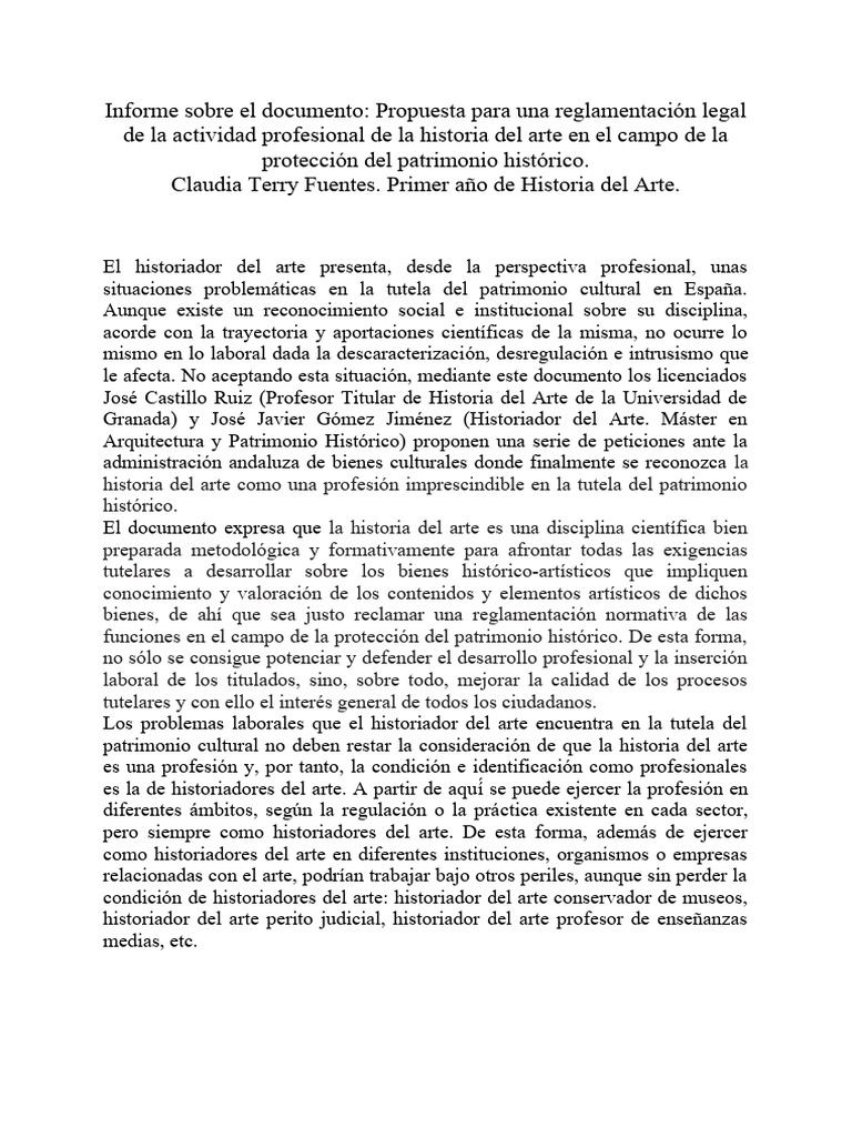 Informe de Patrimonio | Descargar gratis PDF | Historia del Arte | Bienes (Ley)