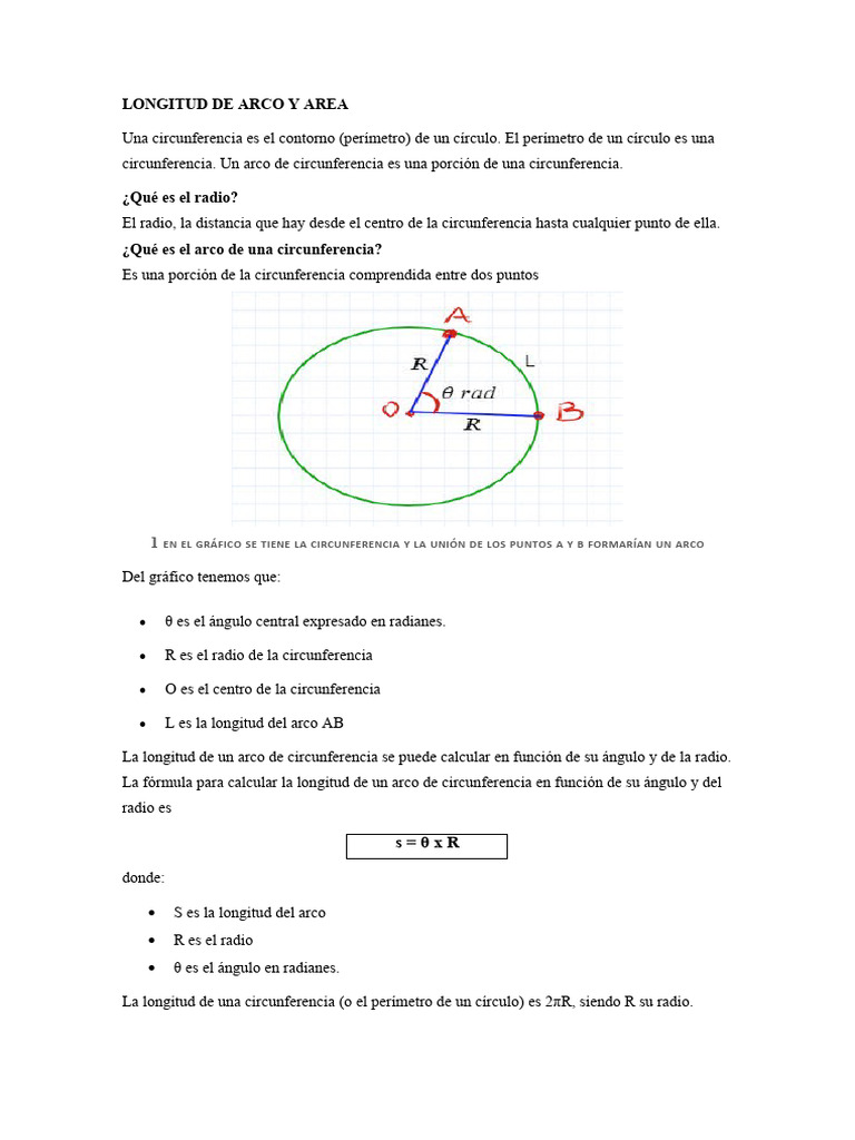 LONGITUD DE ARCO Y AREA MATEMATICA II | PDF | Curva | Pi