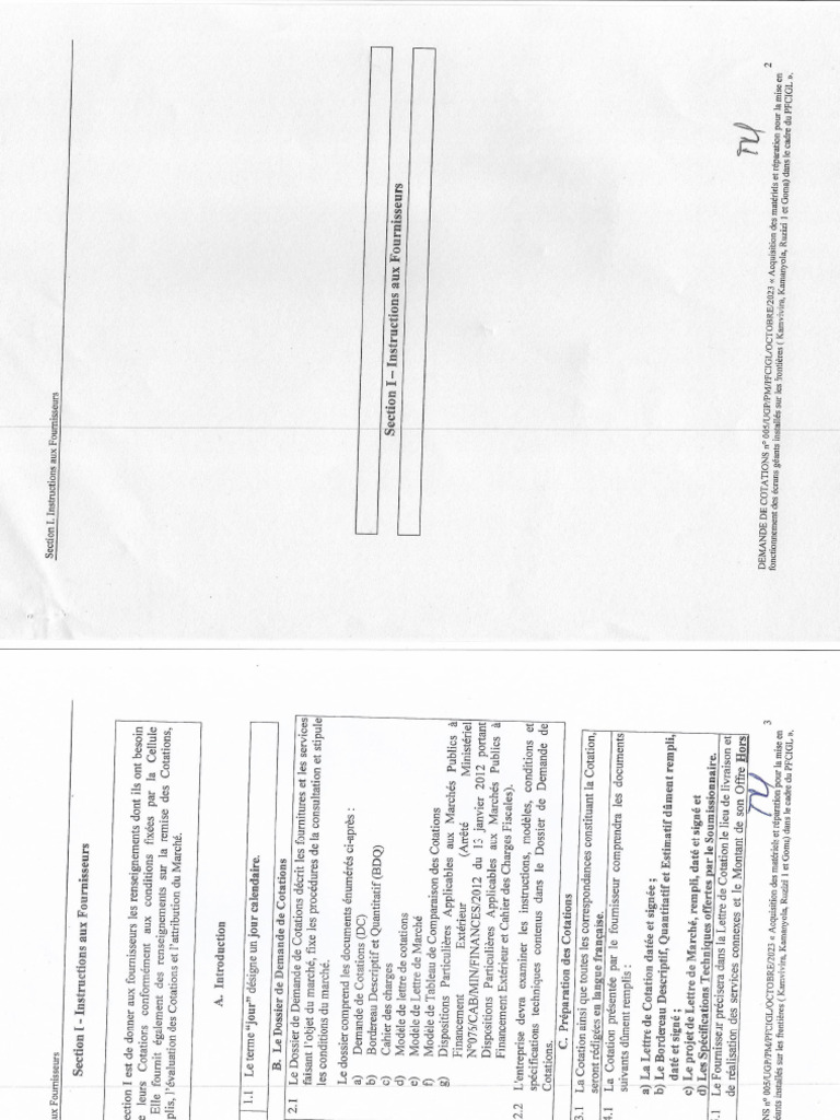 PFCIGL Demande de Cotations | PDF
