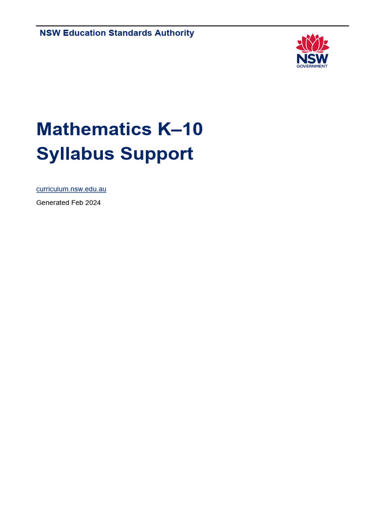 NESA - Mathematics - K - 10 - 2022 Syllabus Support (S4, S5) | PDF | Equations | Numbers