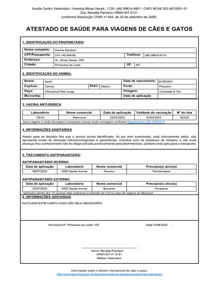 Modelo de Atestado de Saúde Animal Editavel | PDF | Medicina ...