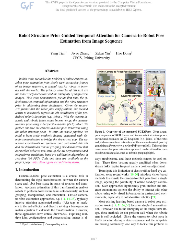 Tian Robot Structure Prior Guided Temporal Attention For Camera-to-Robot Pose Estimation CVPR ...