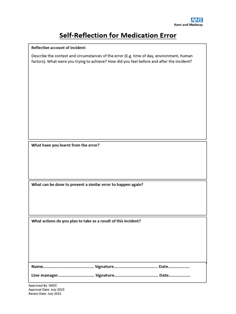 Self Reflection For Medication Error | PDF | Computers
