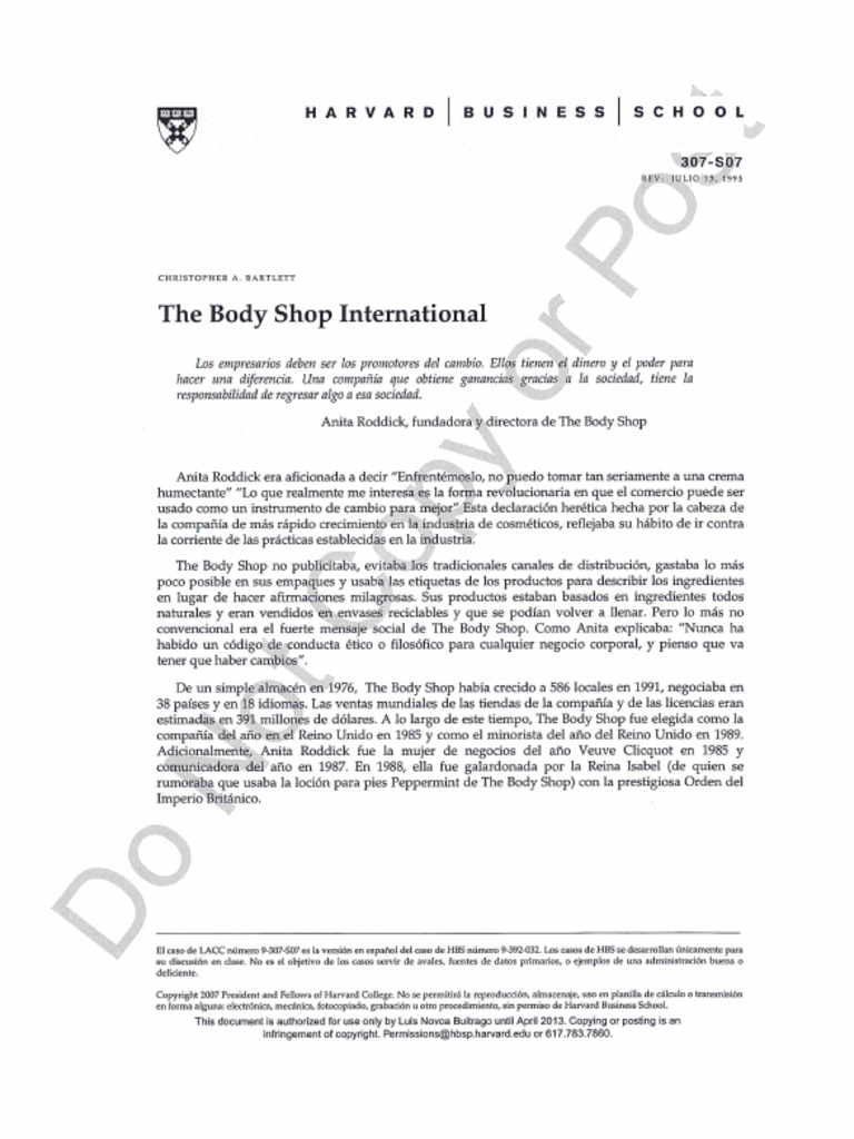 Caso Body Shop | PDF
