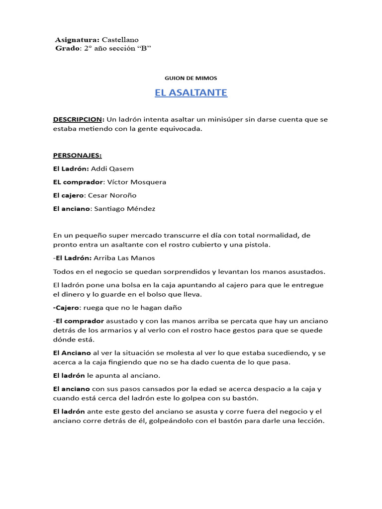 Guion de Mimos | PDF