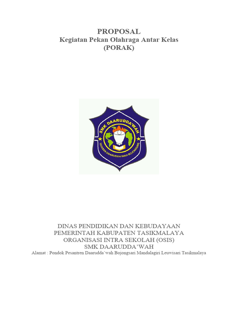 Proposal Pekan Olahraga Antar Kelas SMK | PDF
