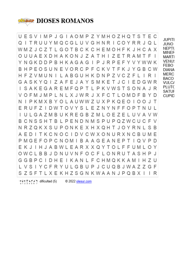 Sopa de Letras 50 | PDF | Religión Griega Antigua | Religión romana antigua