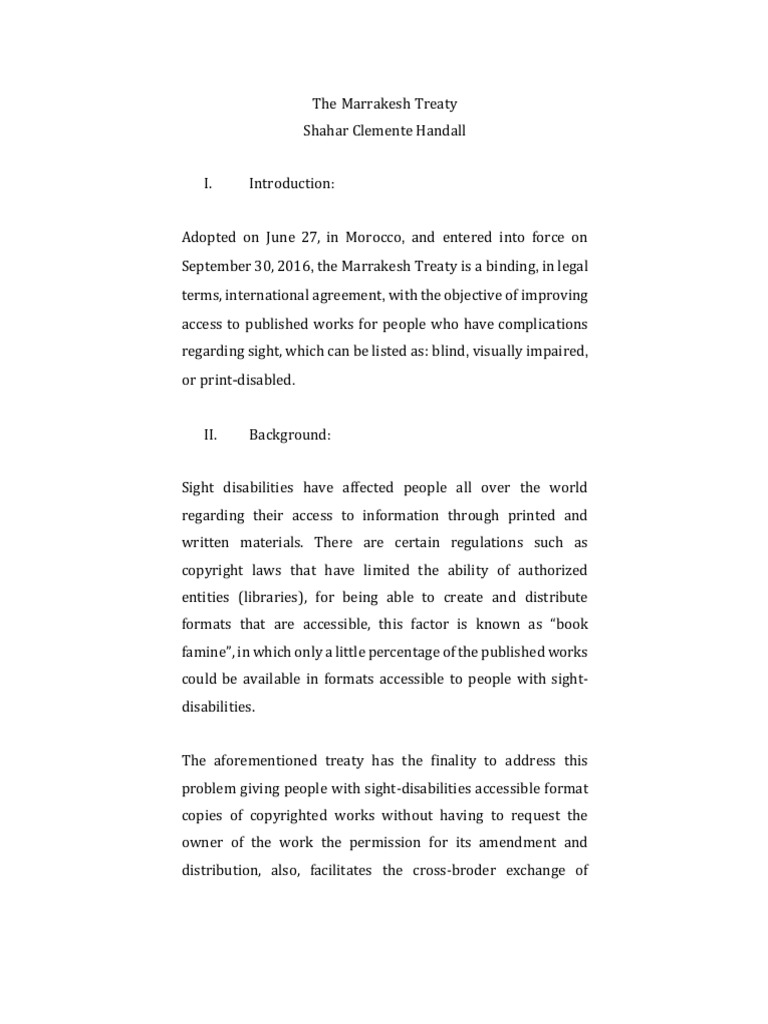The Marrakesh Treaty | PDF | Copyright | Digital Rights Management