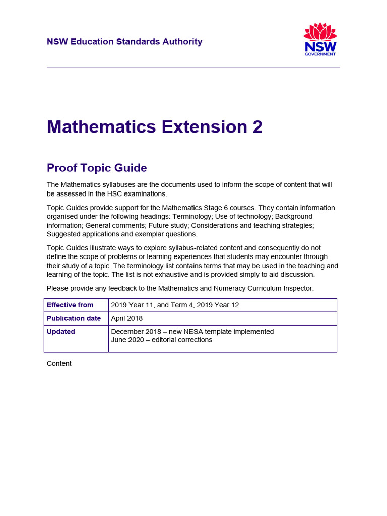 Year 12 Maths Extension 2: Proof Guide | PDF | Mathematics ...