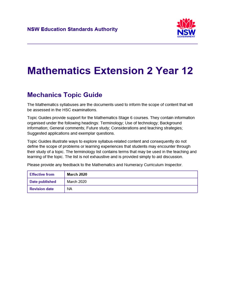 Year 12 Mechanics Topic Guide | PDF | Force | Newton's Laws Of Motion