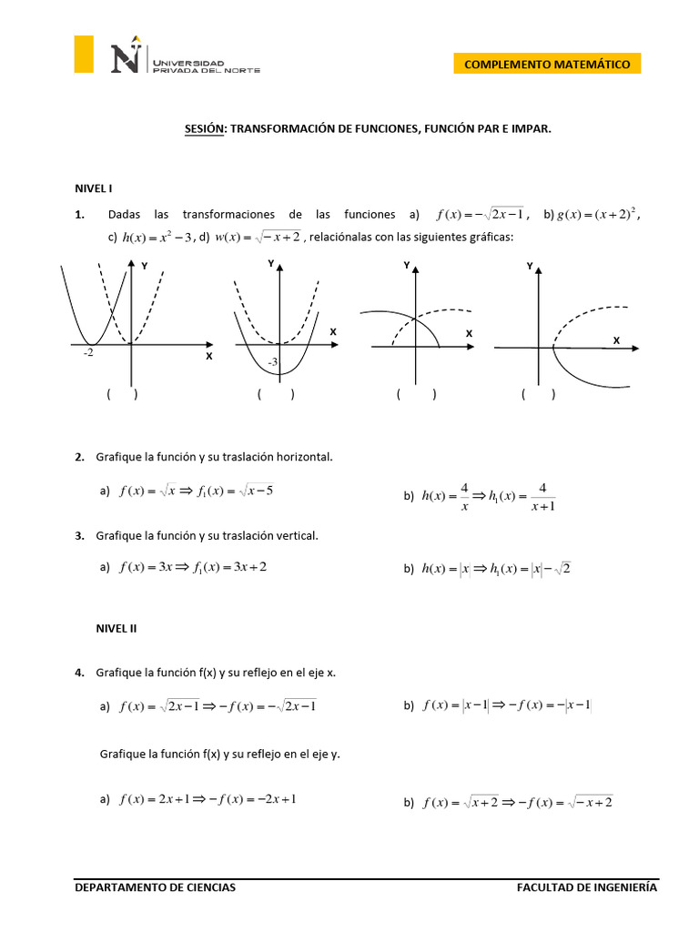 Transformacion de Funciones-par-impar Ejercicios | Descargar gratis PDF | Matemáticas | Análisis ...