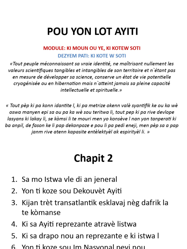 Module 1 Chapit 2 Ki Kote W Soti | PDF