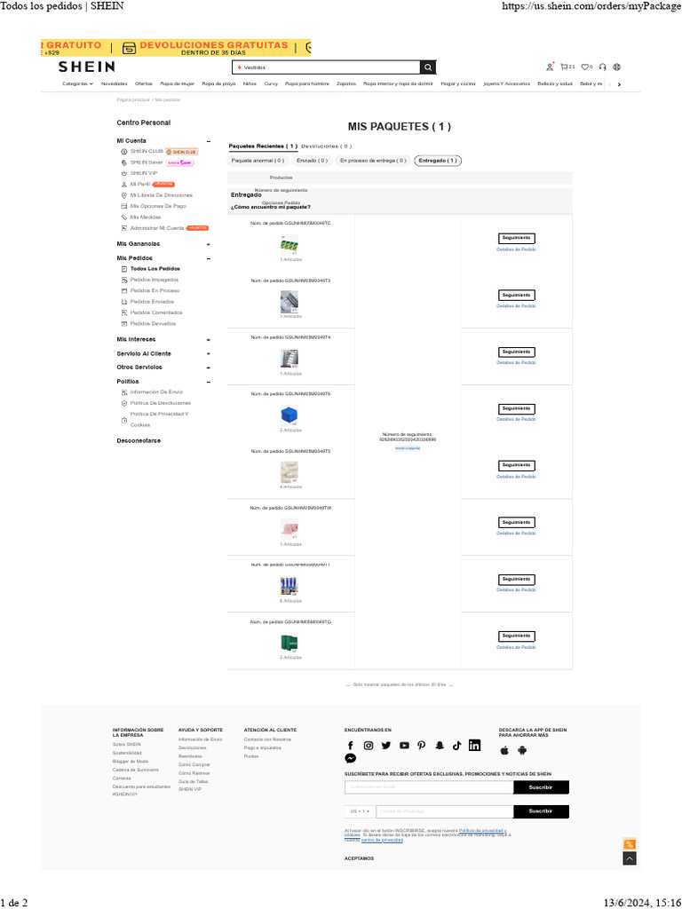 Todos los pedidos SHEIN | PDF