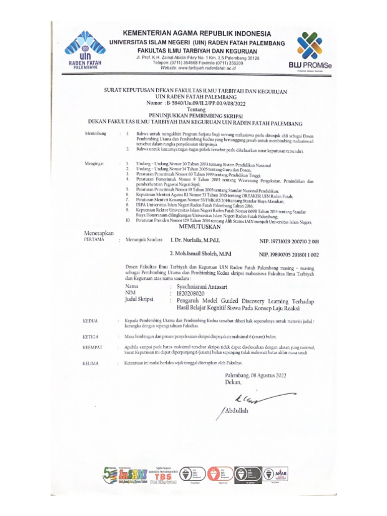 SK Pembimbing 1&2 | PDF