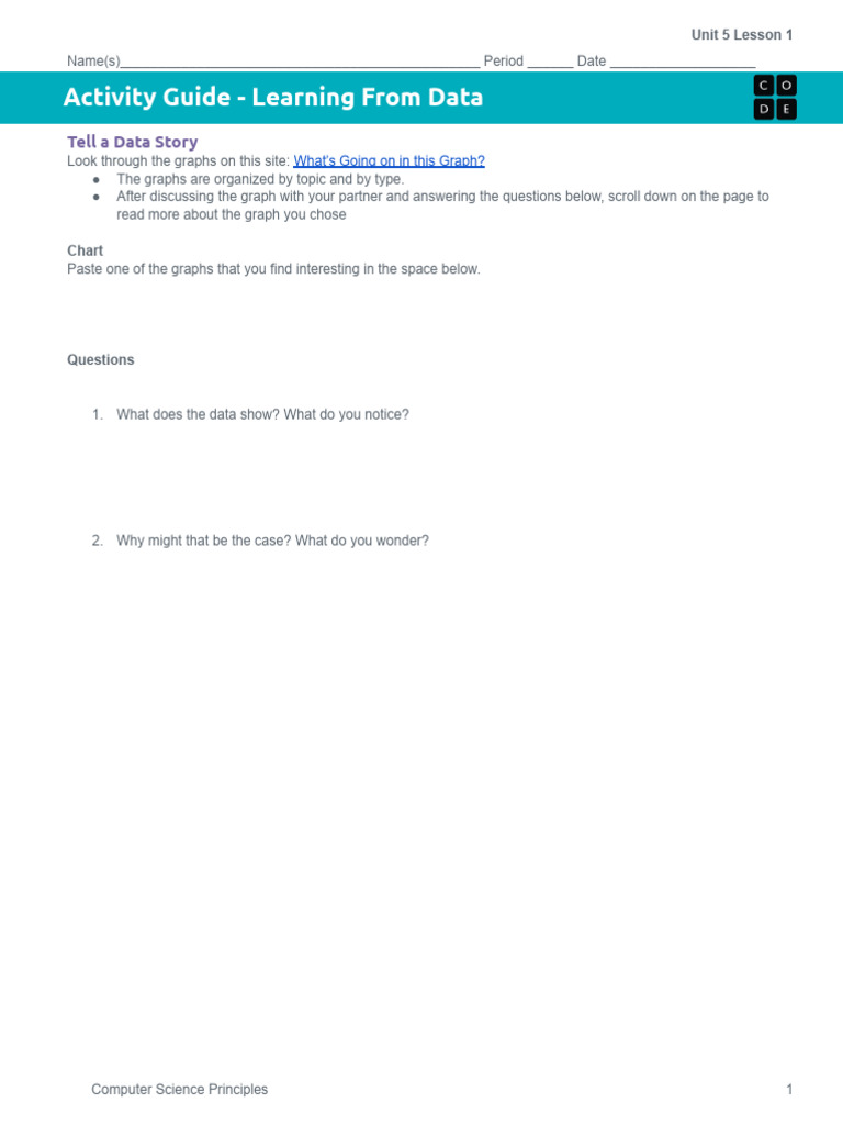 Activity Guide Learning From Data Unit 5 Lesson 1 Pdf