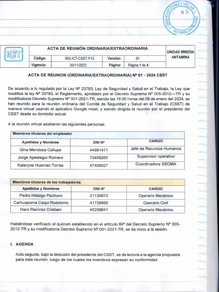 Acta de Comite | PDF