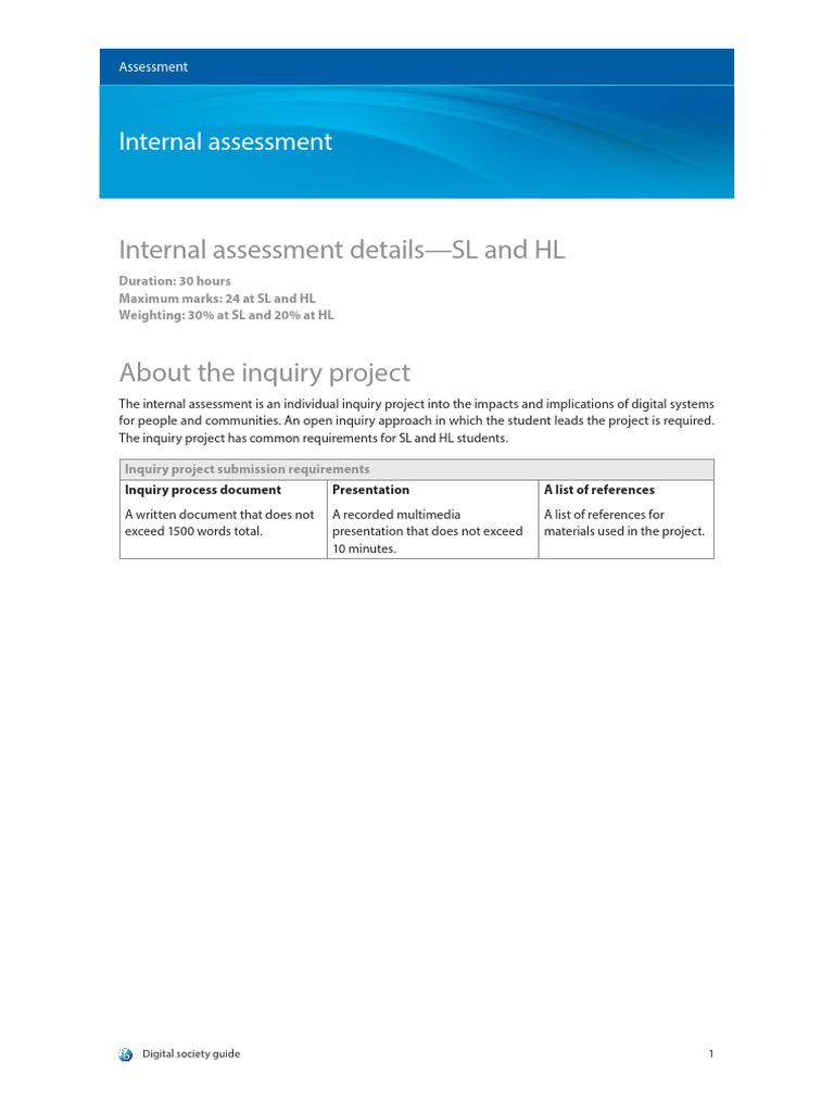 DP Ds Internal Assessment en | PDF | Inquiry | Evaluation