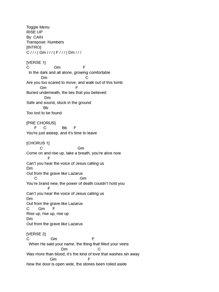 Cain - Rise Up (ANGLAIS) | PDF | Lazarus Of Bethany | Religious Belief ...