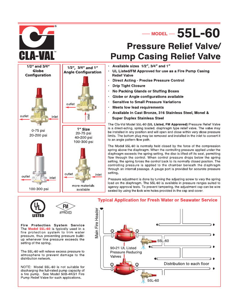 Claval, Casing Relief Valve, 55L, Brochure | PDF