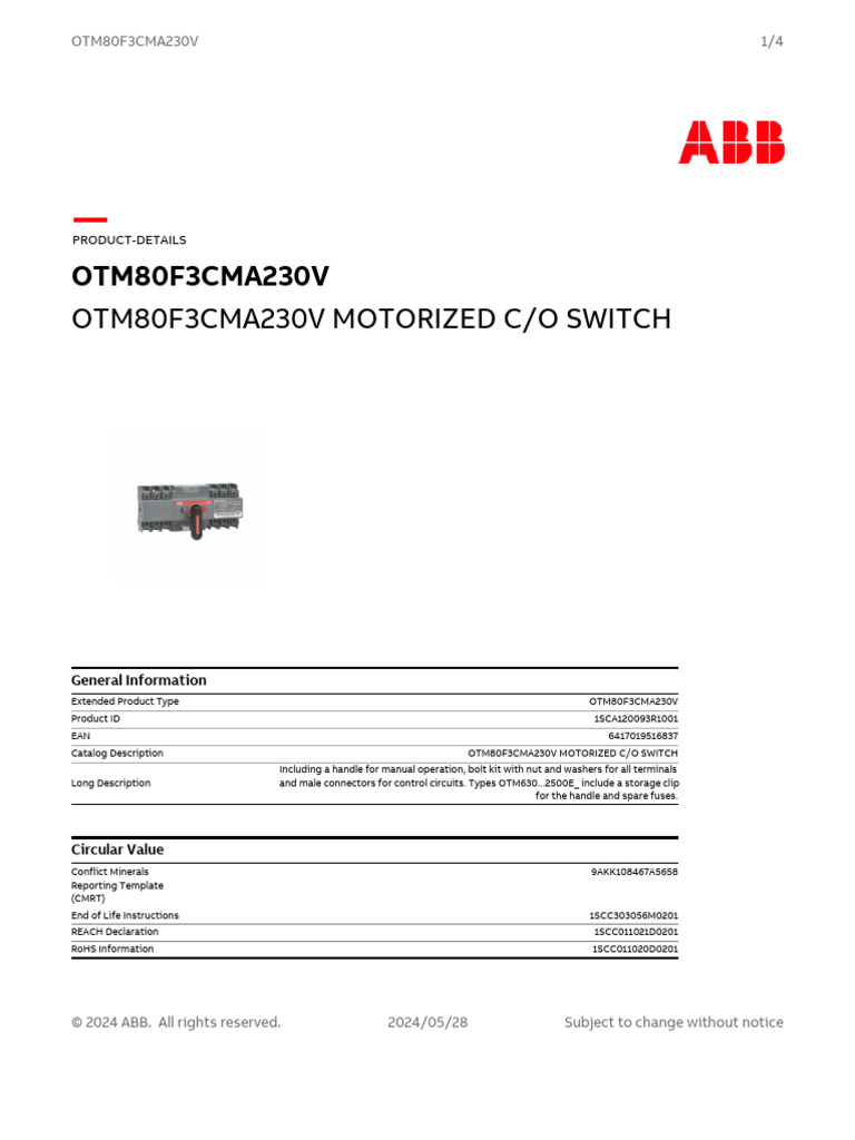 1SCA120093R1001 | PDF | Switch | Electrical Engineering